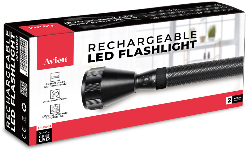 Avion Rechargeable LED Flash Light lAFL1300T – Avion Electronics